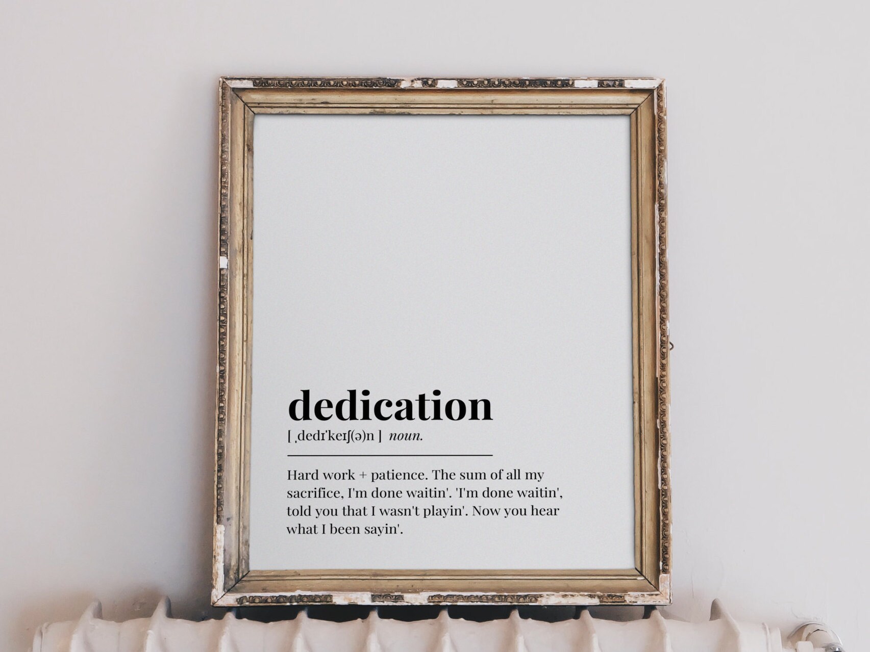 Dedication definition poster Rap lyrics wall art hip hop | Etsy