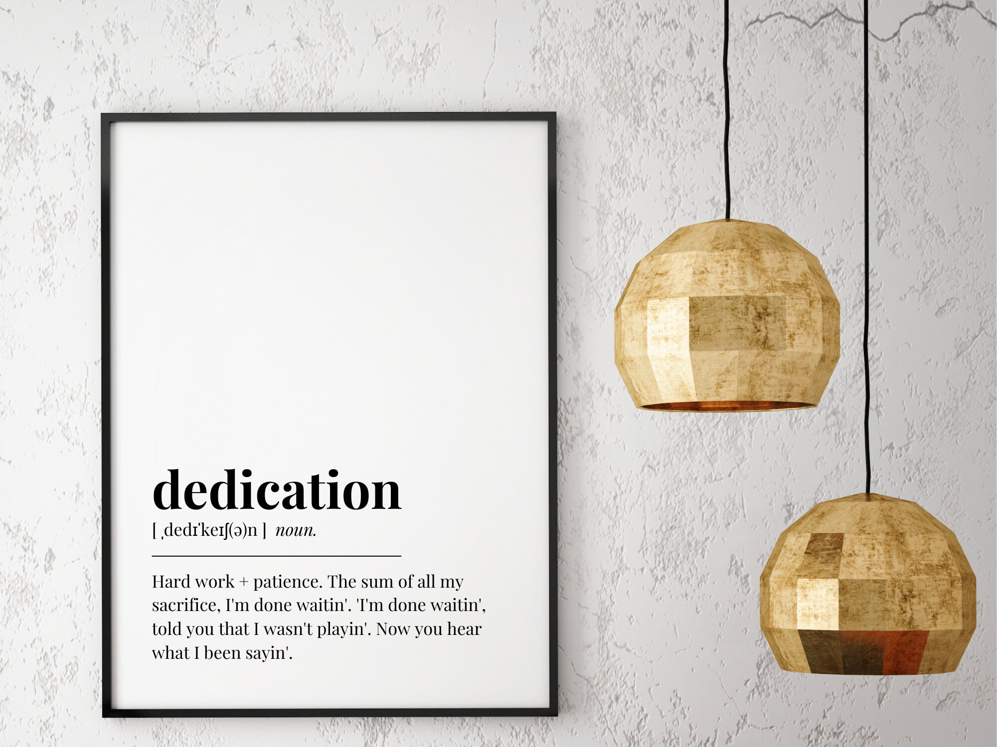 Dedication definition poster Rap lyrics wall art hip hop | Etsy