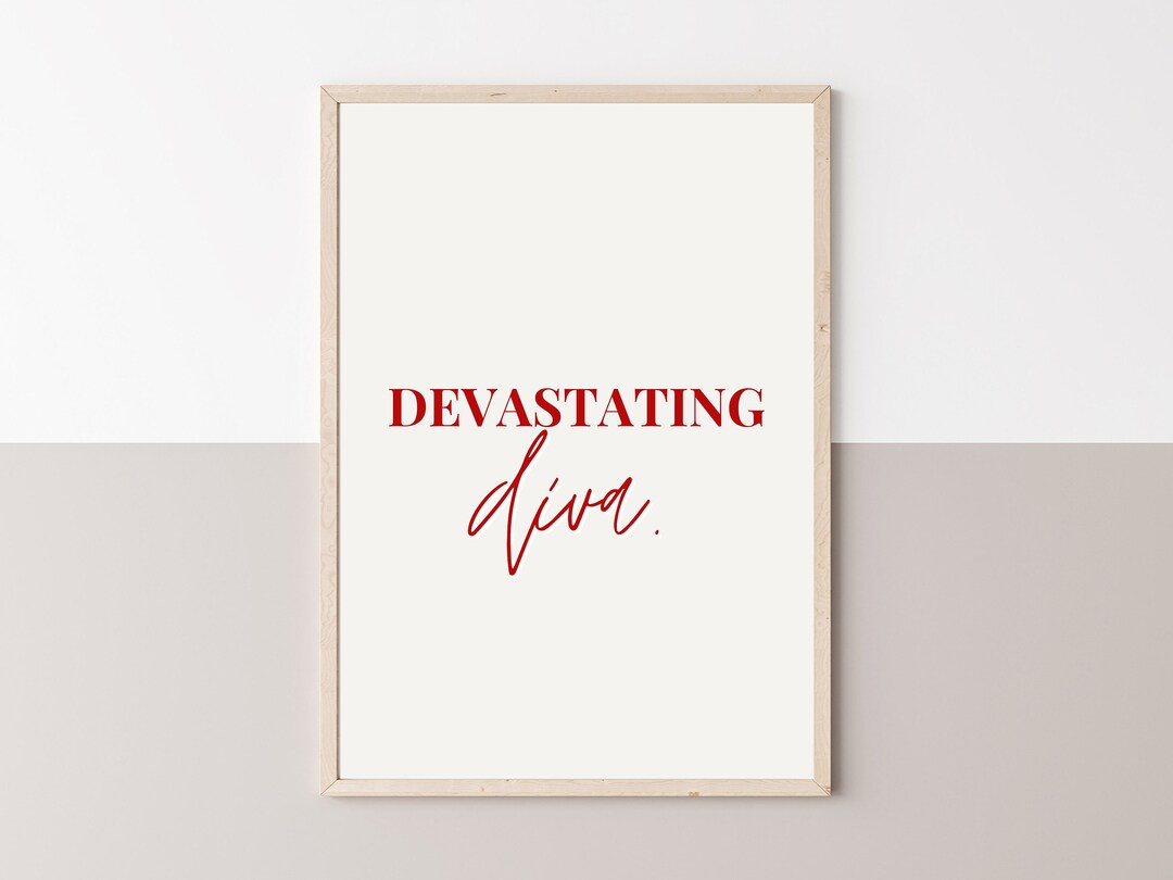 Devastating Diva Printable Wall Art, Red Sorority Art Decor, Red ...
