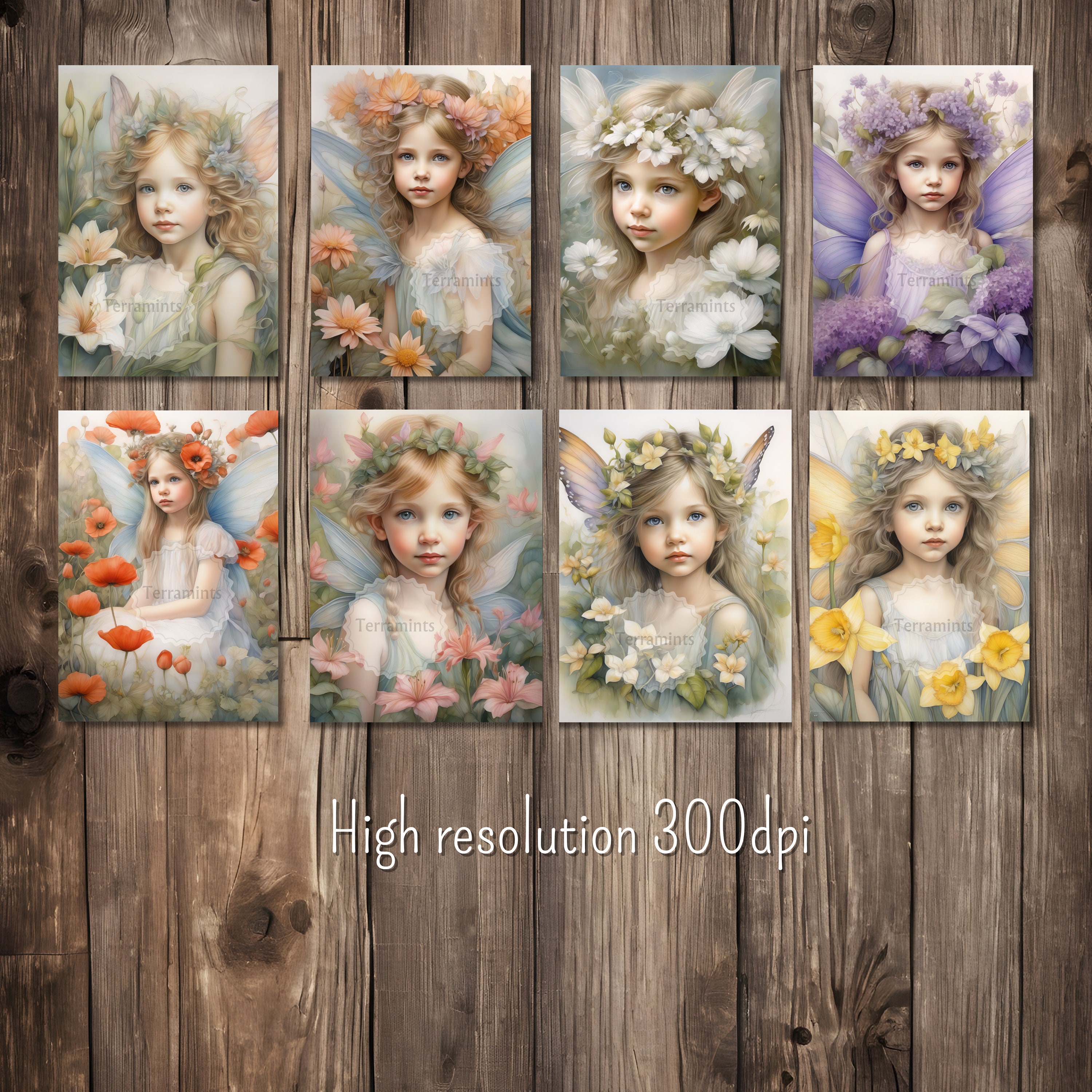 Flower Fairy Digital Paper Printable A4 Junk Journal Scrapbooking Card ...