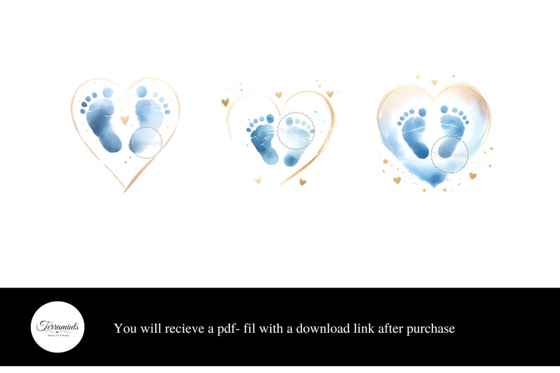 30 Blue Baby Footprint Clipart Watercolor High Quality JPEG Printable ...