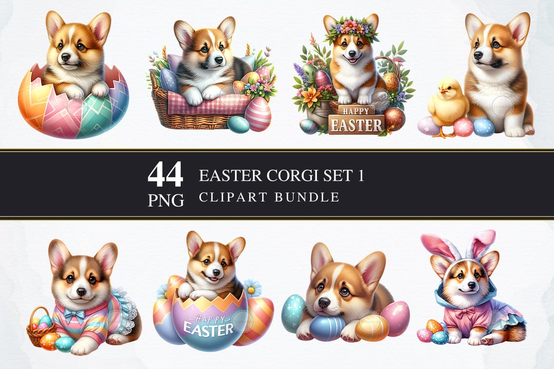 Easter Corgi | Clipart PNGS | Commercial | Printable Graphics | Card ...