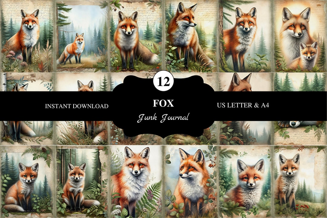 Fox Junk Journal Pages US Letter & A4 Printable Supply Decoupage ...