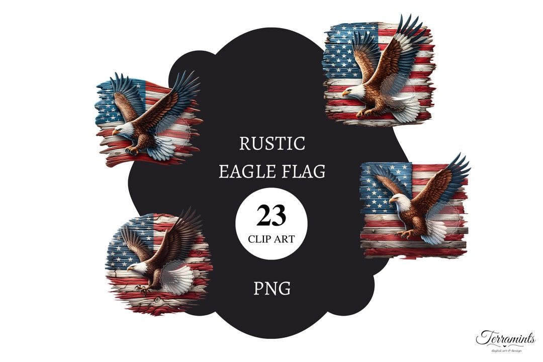 23 Rustic Eagle Flag Clipart American Flag Patriotic USA Flag Png Card ...