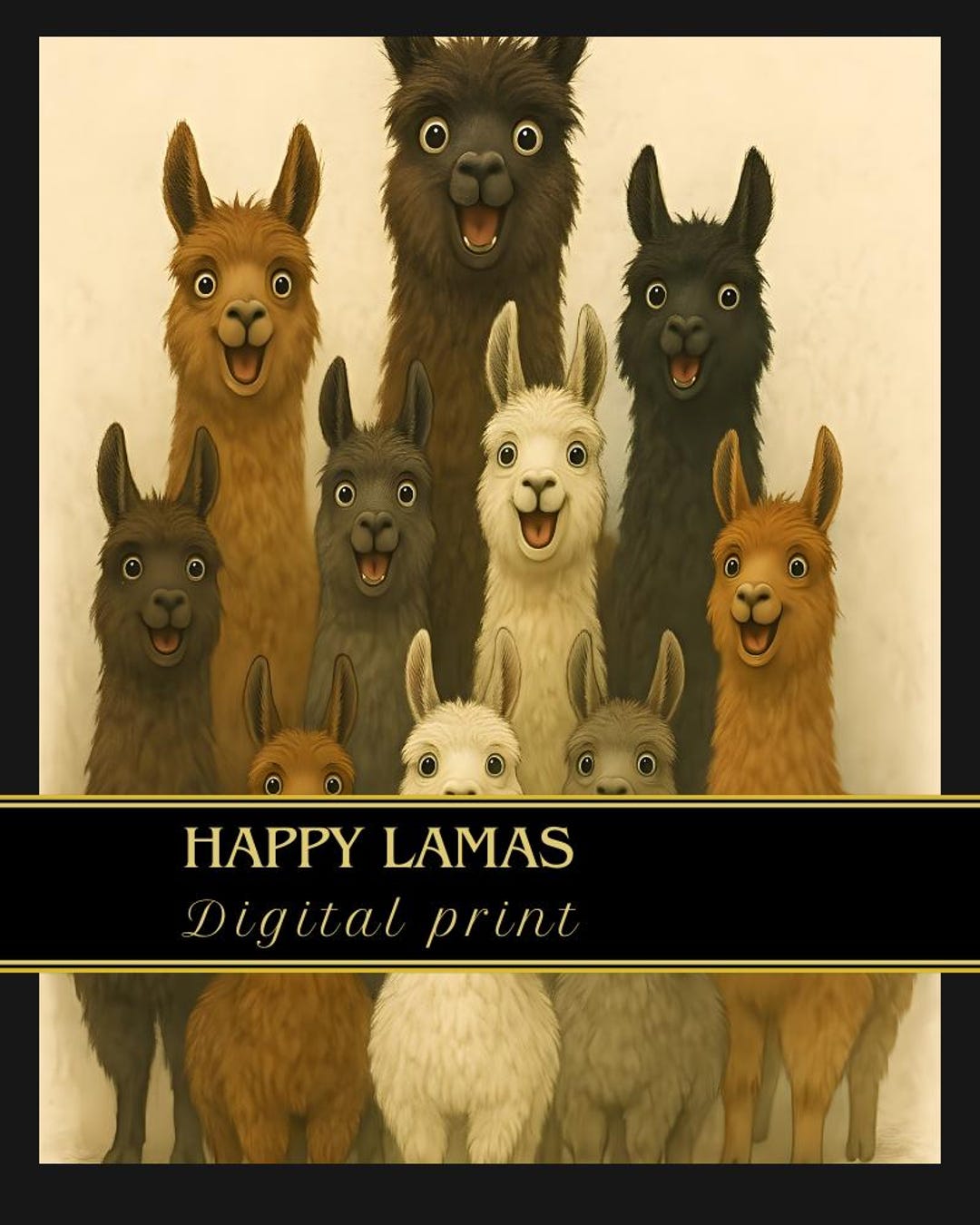 Happy Lamas | Printable | Poster | Wall Art | Whimsical | Digital Print ...