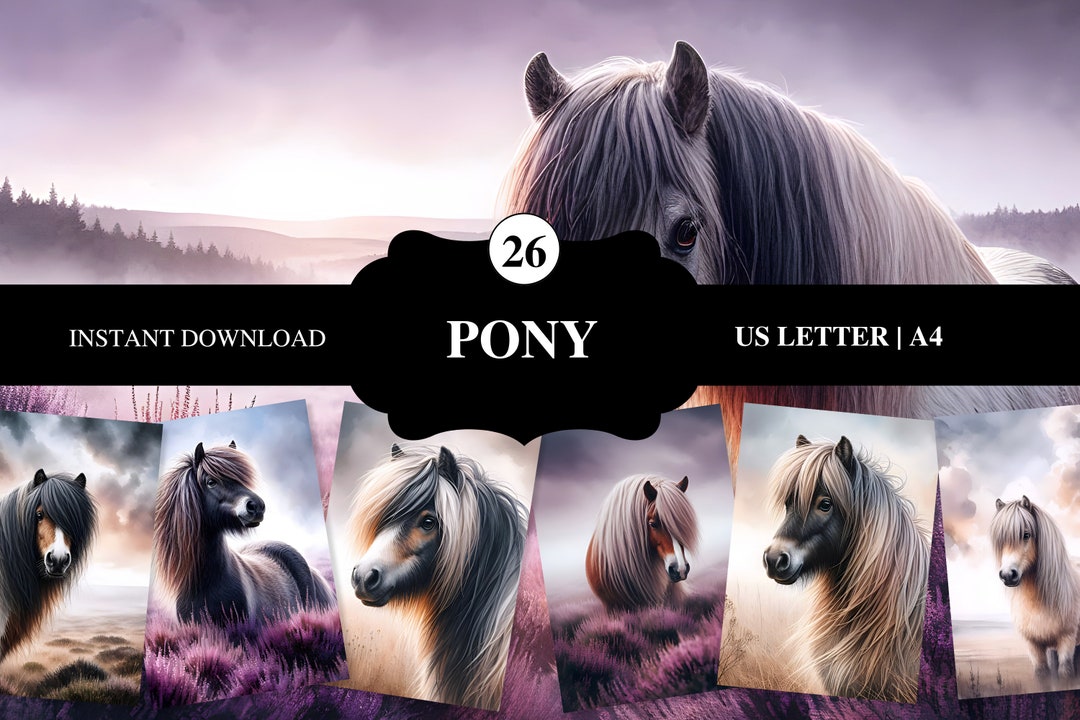 Pony US Letter & A4 Printable Horse Digital Decoupage Scrapbooking Card ...