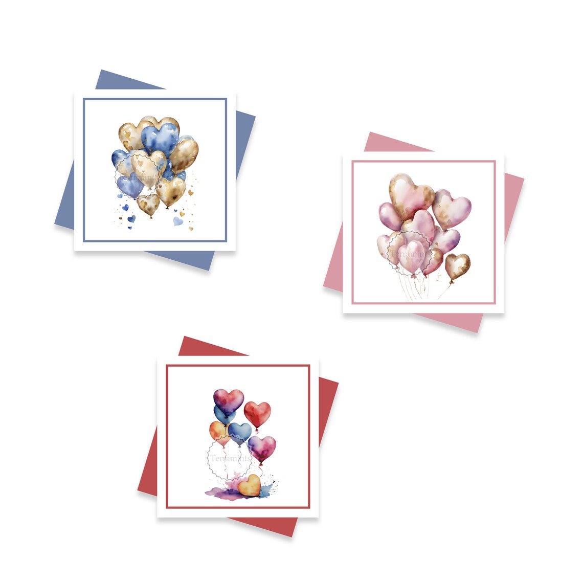 Heart Balloon Watercolor Card Making Collage Scrapbooking Decoupage ...