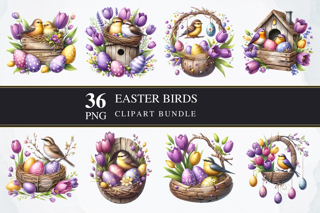 Easter Birds | Clipart PNGS | Commercial | Printable Graphics | Card ...