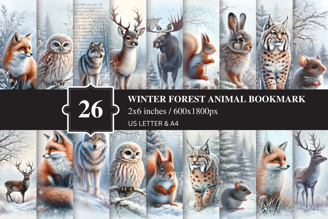 26 Winter Forest Animal Bookmark Printable Bookmarks Junk Journal ...