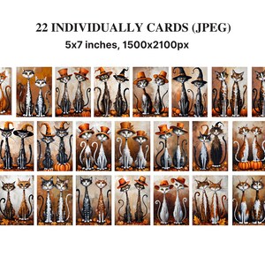 Whimsical Fall Cats Card | Two Sizes | Printable Card | Card Making ...