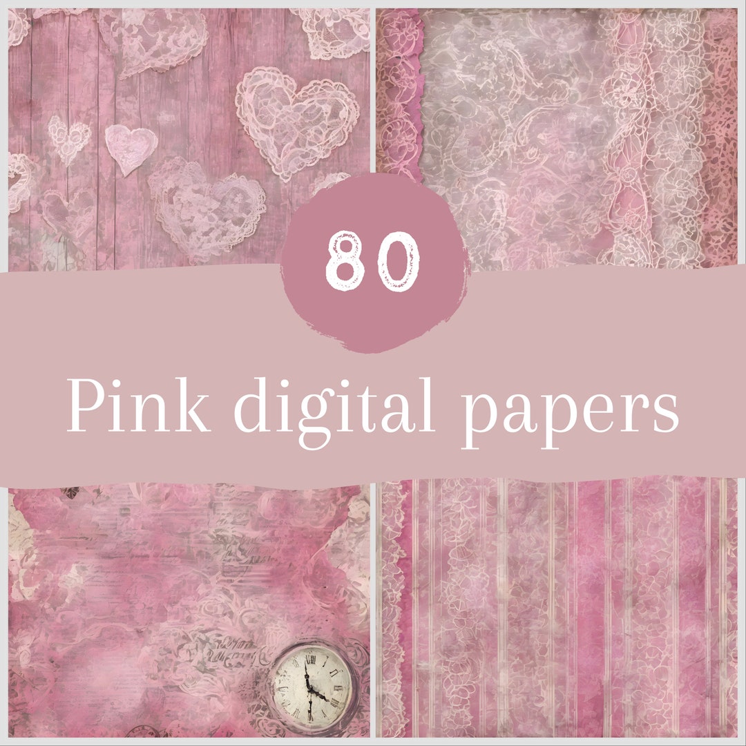 Pink Distressed Paper Textures Scrapbooking Paper - Etsy