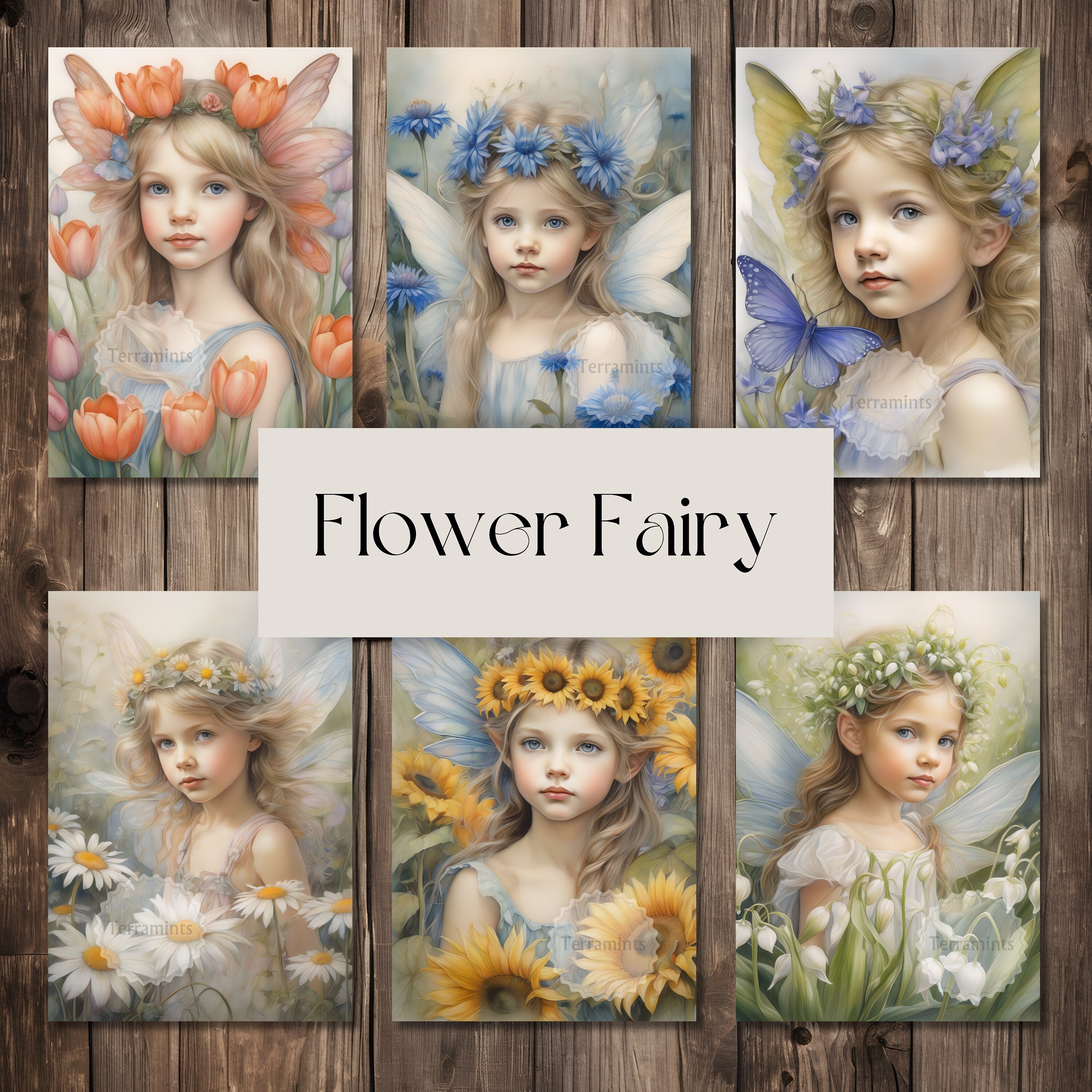 Flower Fairy Digital Paper Printable A4 Junk Journal Scrapbooking Card ...