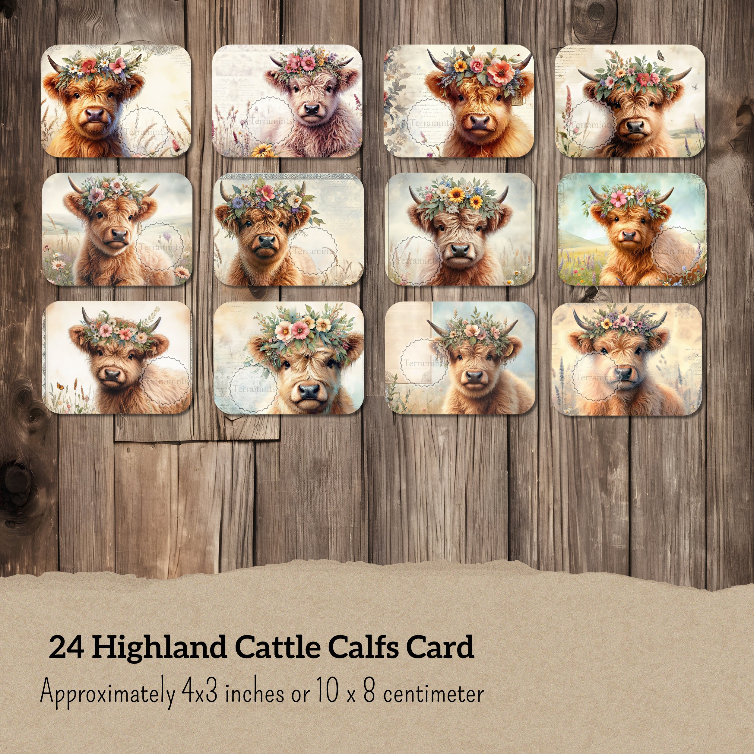 Highland Cattle Calf Cards Junk Journal Scrapbboking Decoupage High ...