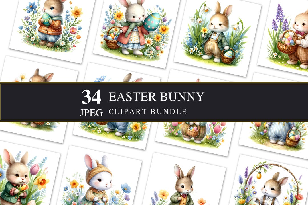 Easter Bunny | JPEG Clipart | Printable | Paper Craft | Card Making ...
