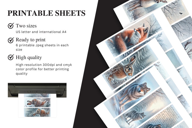 26 Winter Forest Animal Bookmark Printable Bookmarks Junk Journal ...