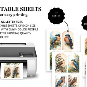 Vintage Bird Tags | 3x5 Inches | Printable Tag | Junk Journal Supply ...