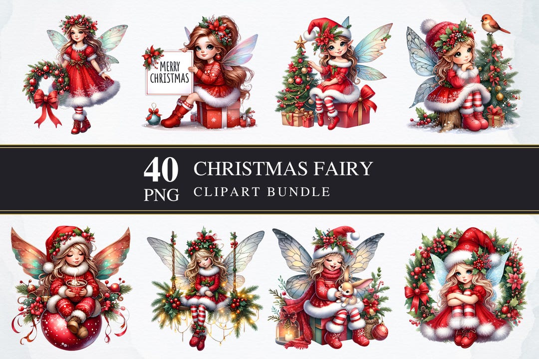 Christmas Fairy | Clipart PNGS | Commercial | Printable Graphics | Card ...