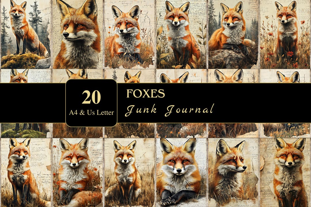 Foxes Junk Journal Pages | US Letter & A4 | Supply | Decoupage ...