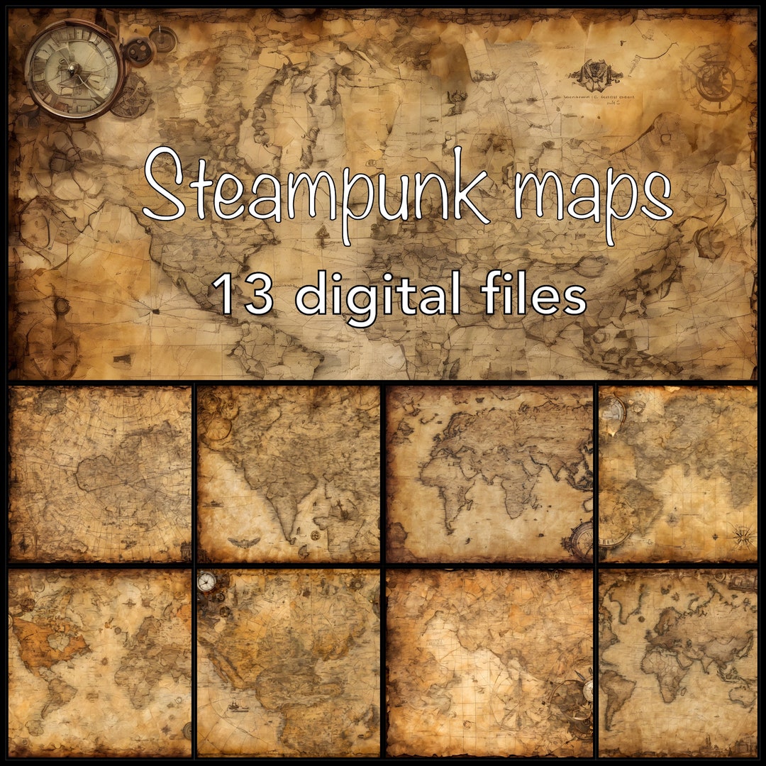 Steampunk Maps, Background, Texture, Old Paper, Map Art, Scrapbooking ...