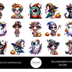 Cute & Whimsy Halloween Characters | Clipart PNGS | Commercial ...