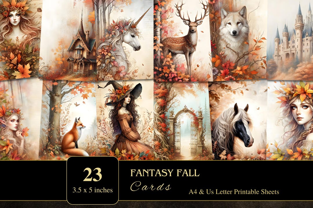 Fantasy Fall Cards | A4 and US Letter Sheet | Printable Card | Junk ...