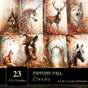 Fantasy Fall Cards | A4 and US Letter Sheet | Printable Card | Junk ...