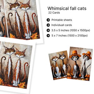 Whimsical Fall Cats Card | Two Sizes | Printable Card | Card Making ...