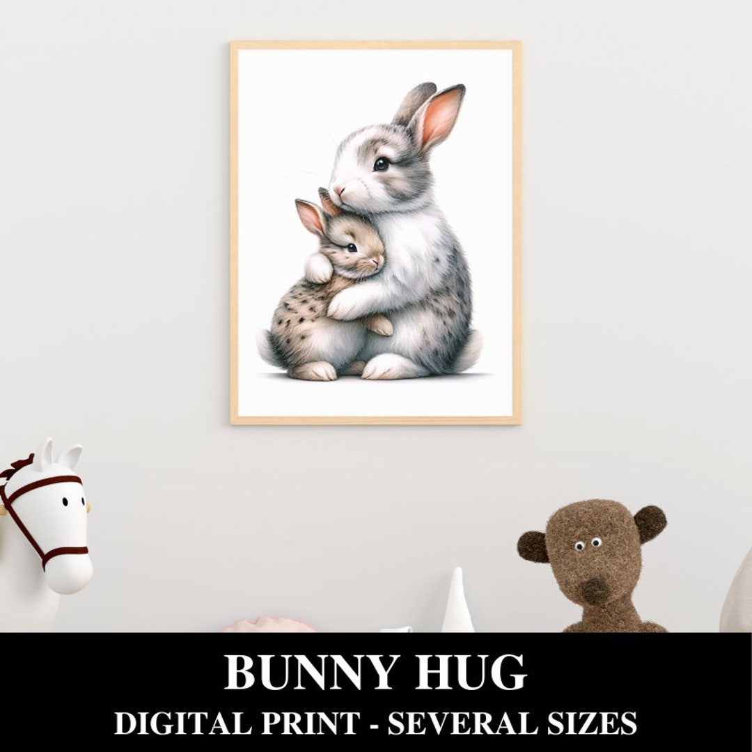 Bunny Hug Printable Poster Wall Art Stallion Digital Print PNG Instant ...