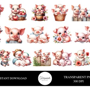 Little Pig and Friends | Clipart PNGS | Commercial | Pigs Graphics ...