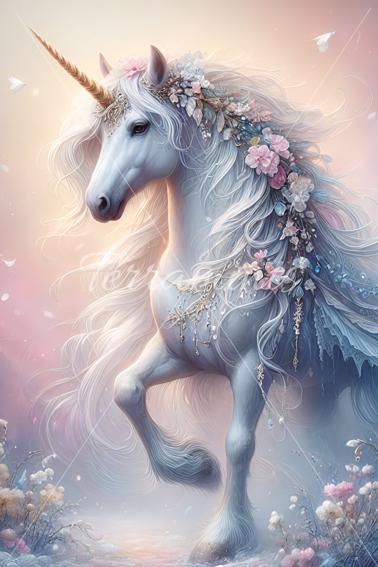 Dreamy Unicorn Printable Poster Wall Art Fantasy Digital Print PNG ...