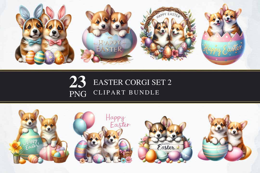Easter Corgi | Clipart PNGS | Commercial | Printable Graphics | Card ...