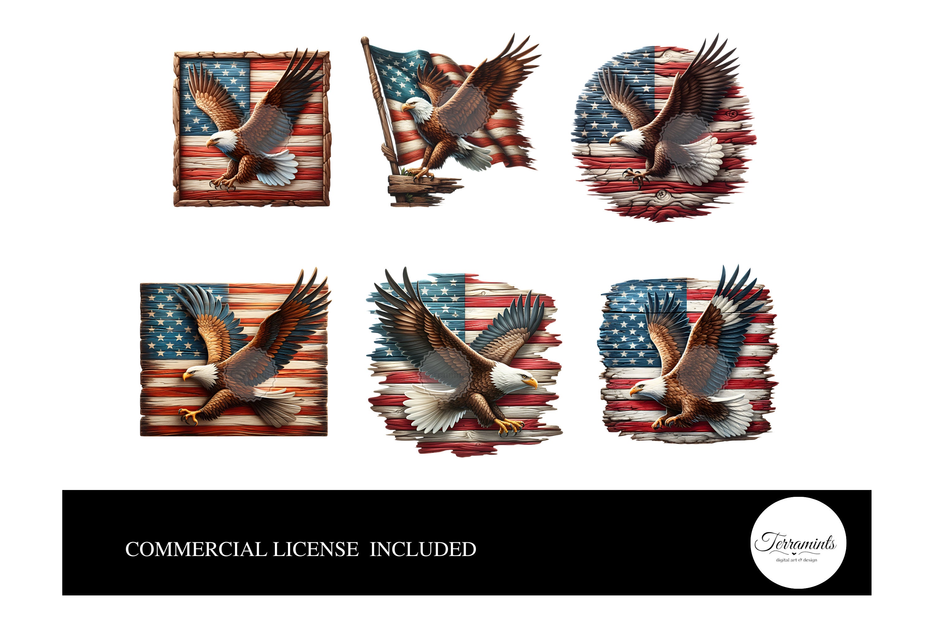 23 Rustic Eagle Flag Clipart American Flag Patriotic USA Flag Png Card ...