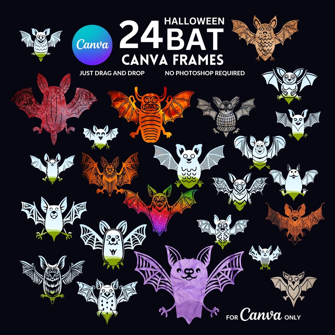 Spooktacular Halloween Bat Canva Frames - Halloween Digital Templates ...