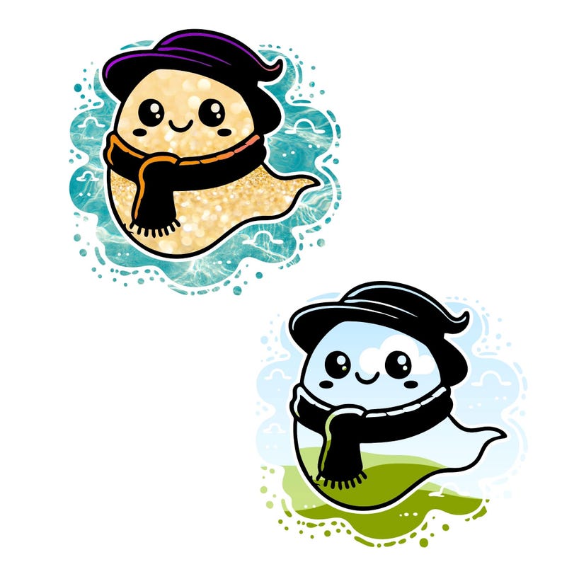 14 Cute Trendy Spooky Ghost Canva Frames, Adorable Kawaii Ghost Clipart ...