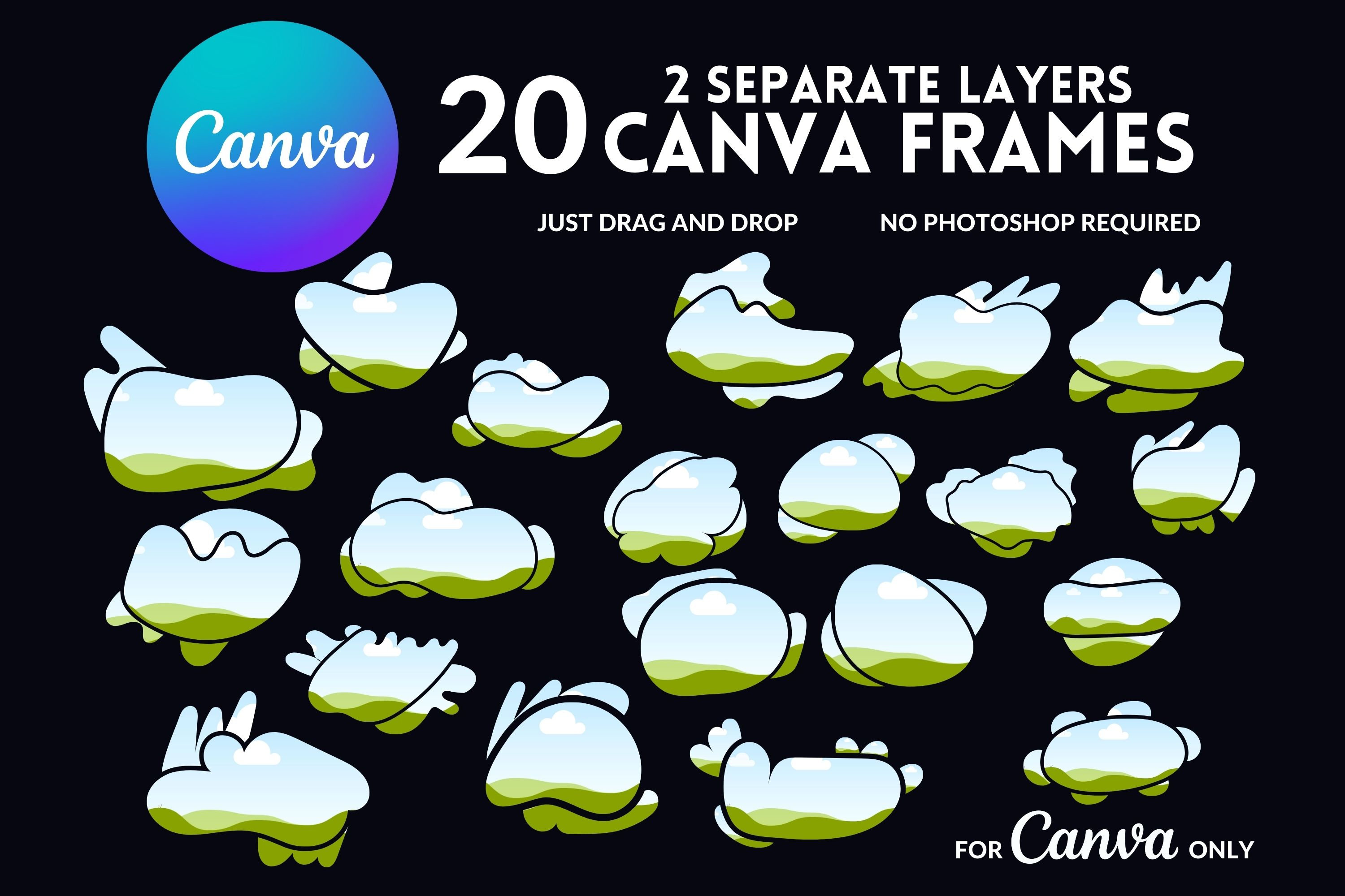 Editable 2 Separate Layer Canva Frames, Organic Shape Canva Frames ...