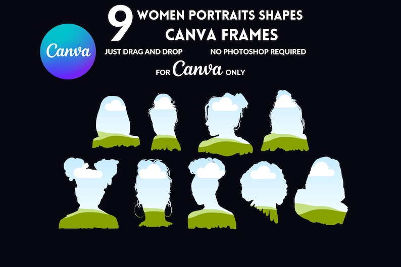 Women Portrait Canva Frames: Drag & Drop Templates (digital Download ...