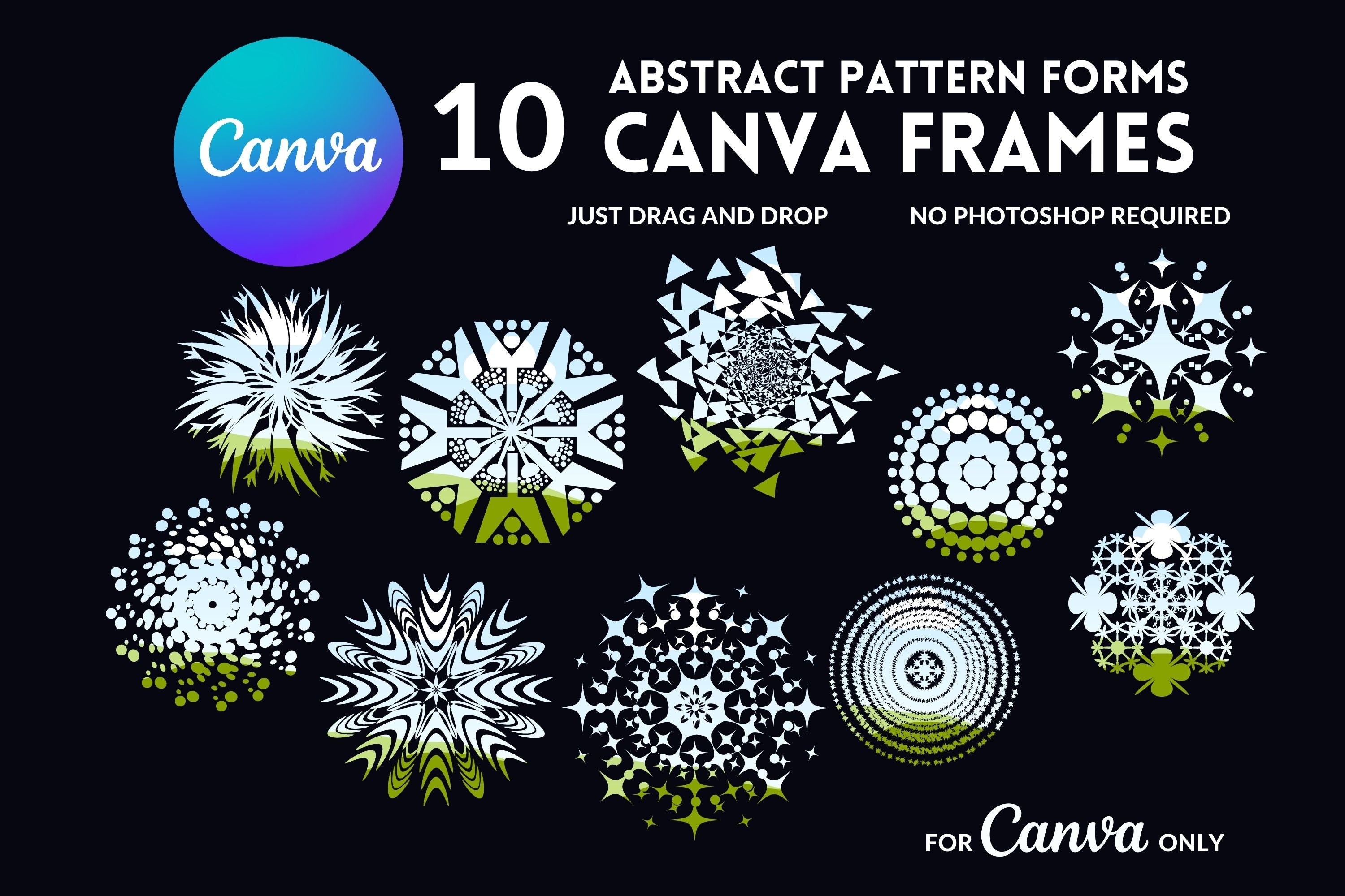 Editable Canva Frames, Abstract Pattern Canva Frames, Custom Background ...