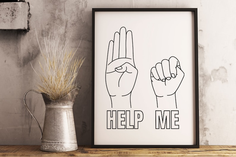 Hand Signs With Help Me Text The Signal For Help A Tool That Etsy Hand Signs With Help Me Text The Signal For Help A Tool That Etsy