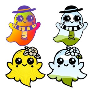 14 Cute Trendy Spooky Ghost Canva Frames, Adorable Kawaii Ghost Clipart ...