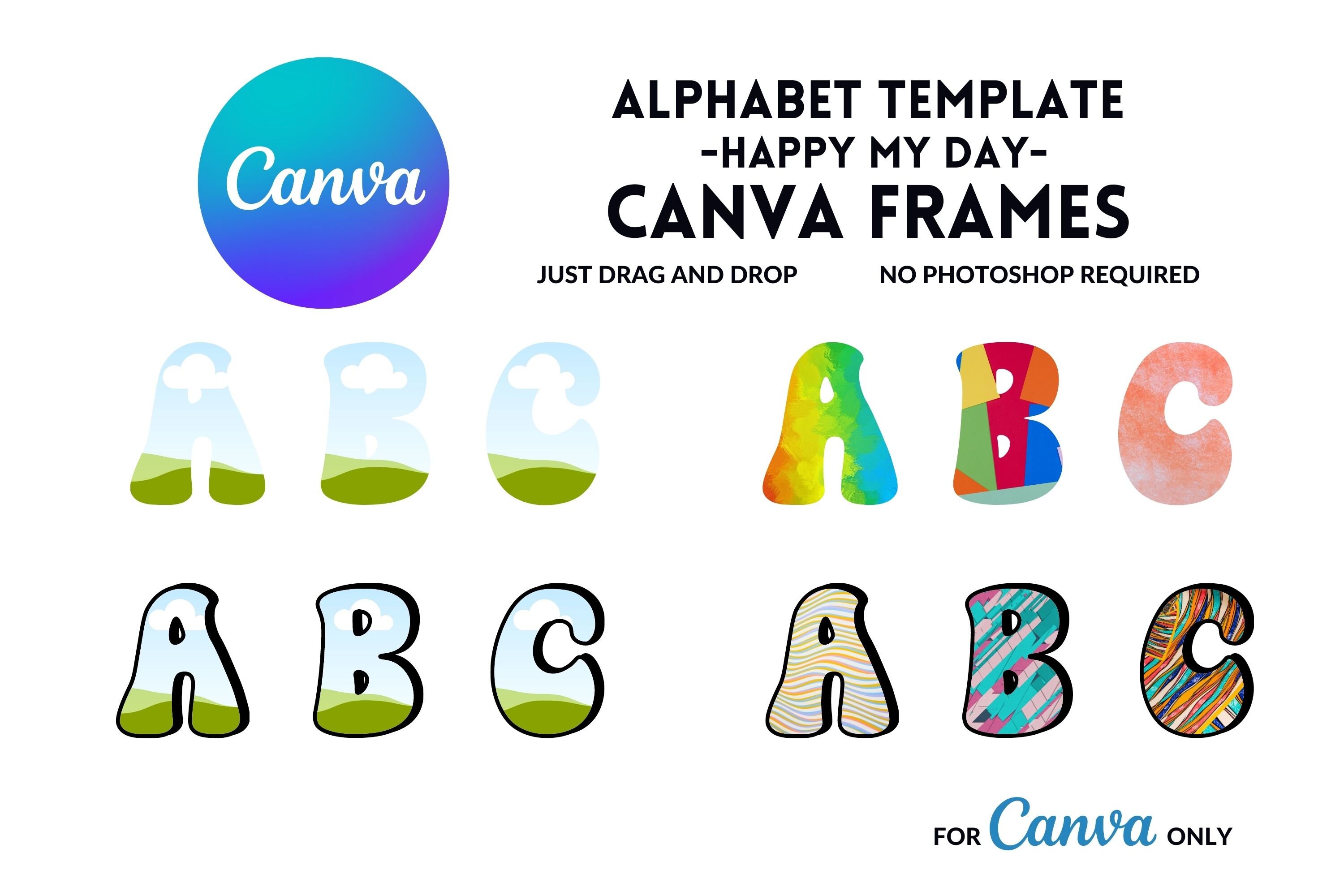 Canva Frame Alphabet, Canva Frame Letters, Editable Template, Fill Your Own Drag & Drop ...