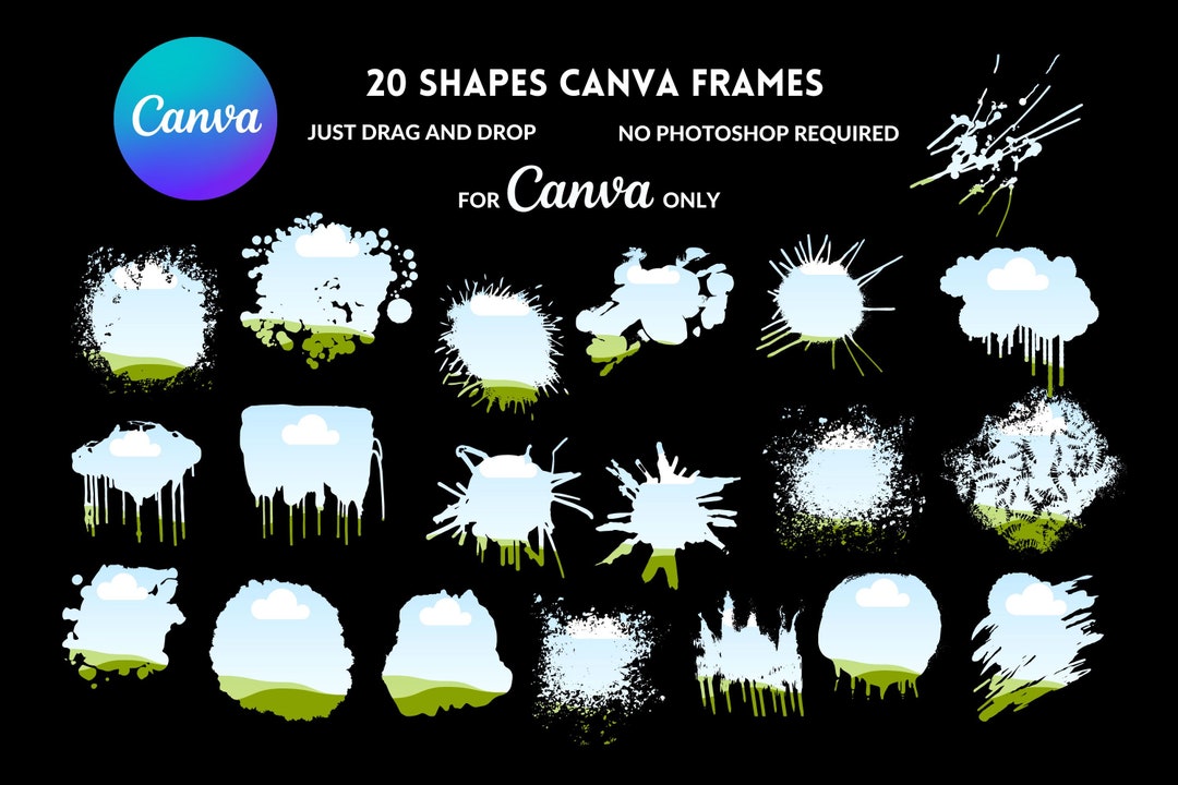 Editable Canva Frames, Brush Stroke Frames, Custom Grunge Background ...