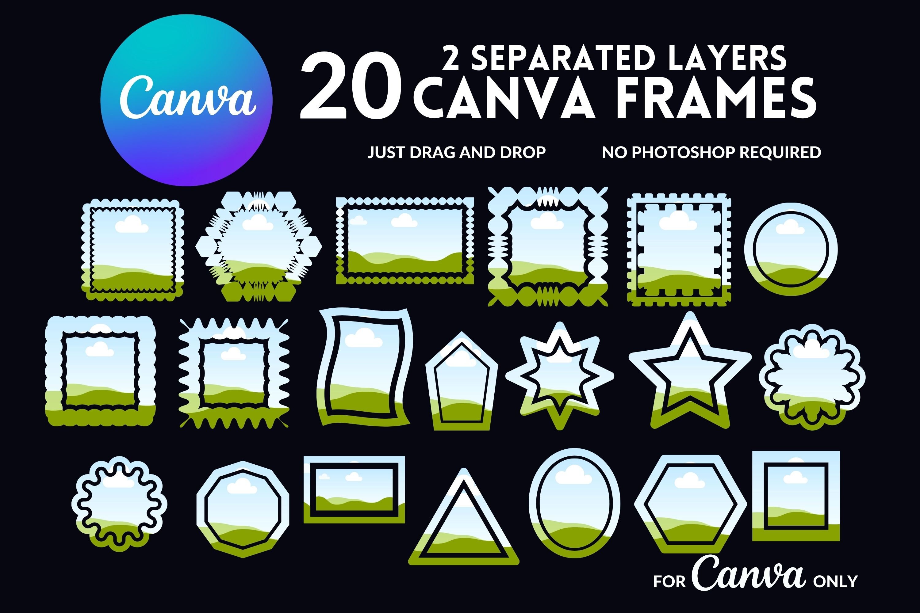Editable 2 Separate Layer Canva Frames, Canva Frames Bundle, Fill Your ...