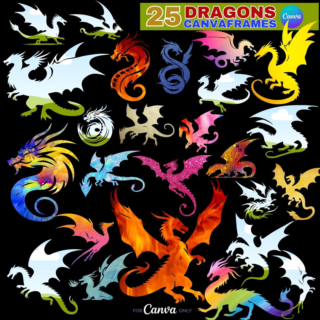 Dragon Canva Frames: 25 Fantasy Templates (digital Download) - Etsy