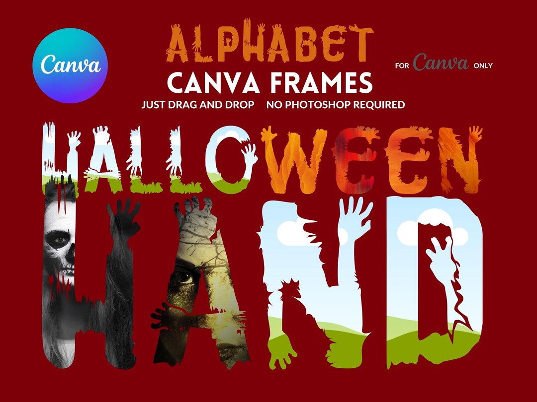Spooky Hands Alphabet Canva Frame - Halloween Typography Design, Fill ...