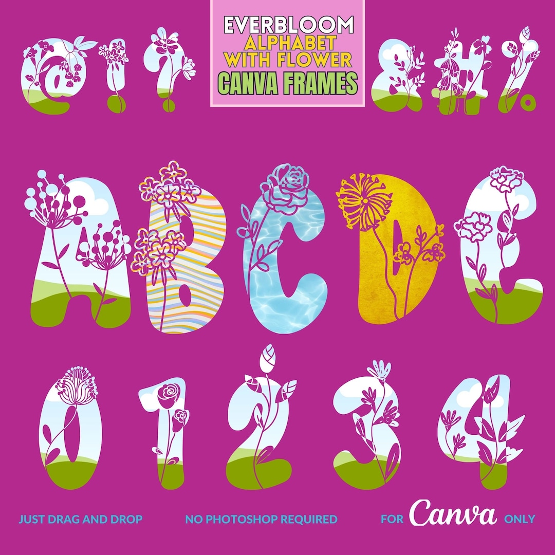Everbloom: Alphabet With Flower Canva Frames - Editable Digital ...