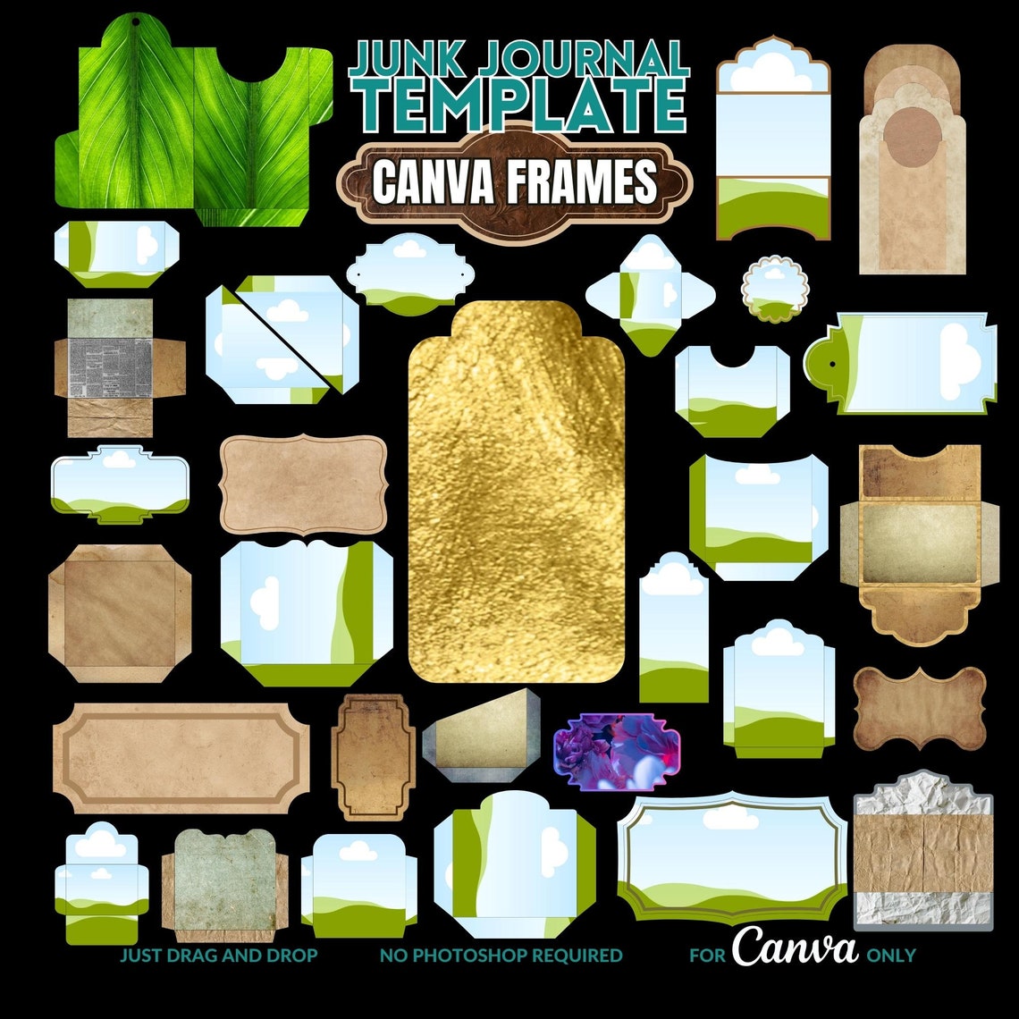 Canva Frame Junk Journal Template Digital Download With Bonus Tag ...