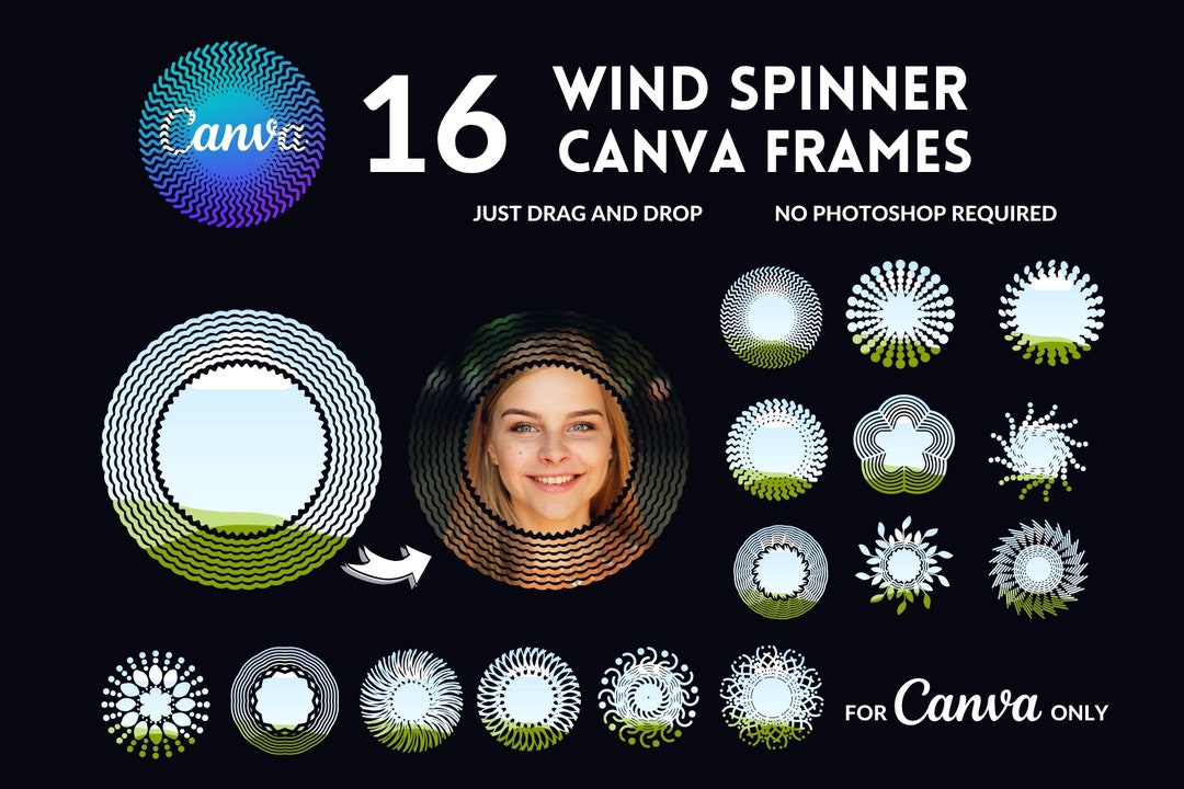 Editable Wind Spinner Canva Frame, Abstract Shape Canva Frames, Fill ...