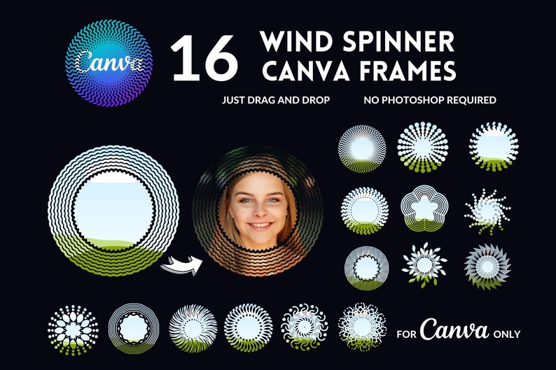 Editable Wind Spinner Canva Frame, Abstract Shape Canva Frames, Fill ...