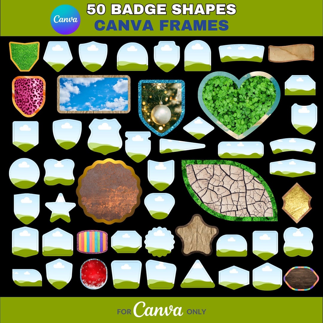 Dynamic Duo: 50 Badge Shapes Canva Frame Templates - Set of 2 Layers - Etsy