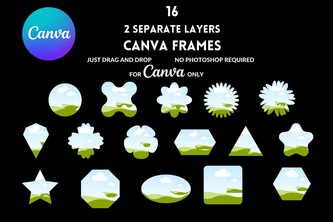 Editable 2 Separate Layer Canva Frames, Abstract Shape Canva Frames ...